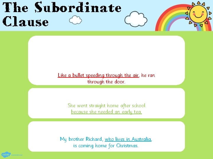 Using Subordinate Clauses An informative Power Point about