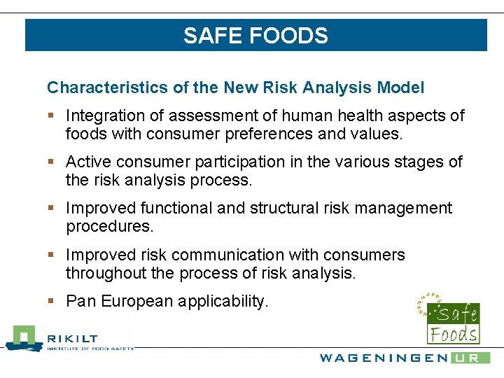 Food Safety Risk Assessment Dr H J P