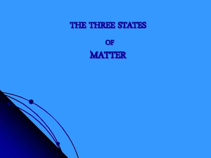 THE THREE STATES OF MATTER What is matter