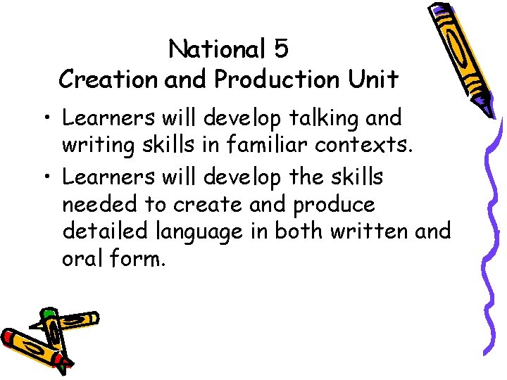 National 5 Course Overview Skills The course aims
