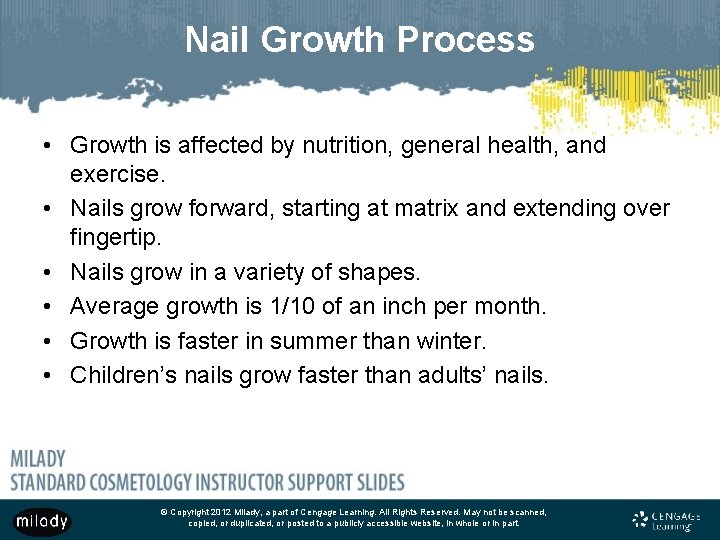 Chapter 9 Nail Structure and Growth Copyright 2012