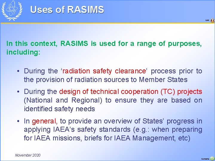 Radiation Safety Information Management System RASIMS CONTENTS END