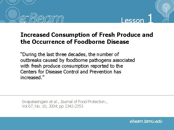 Lesson 1 Introduction Microbiological Safety of Fresh Fruits