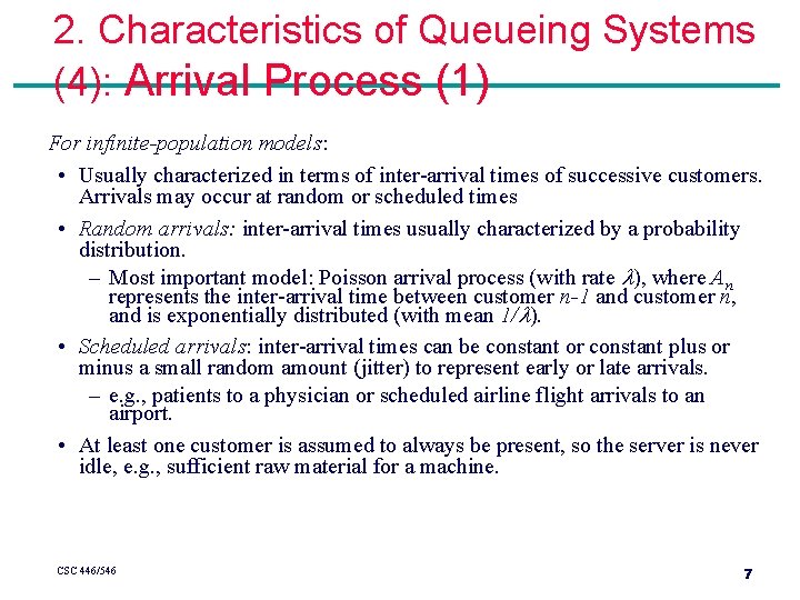 Part 5 Queueing Models CSC 446546 Agenda 1