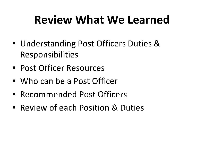 Post Officer Duties Responsibilities Getting the right people