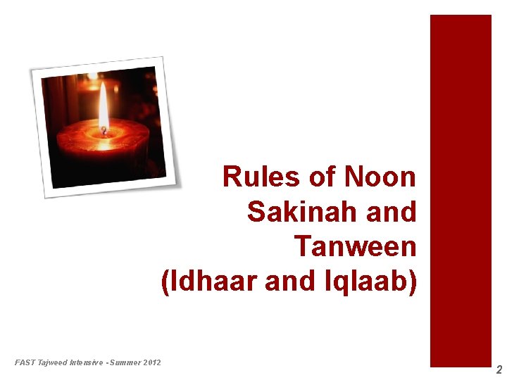 FAST Tajweed Intensive Workshop Rules of Noon Sakinah