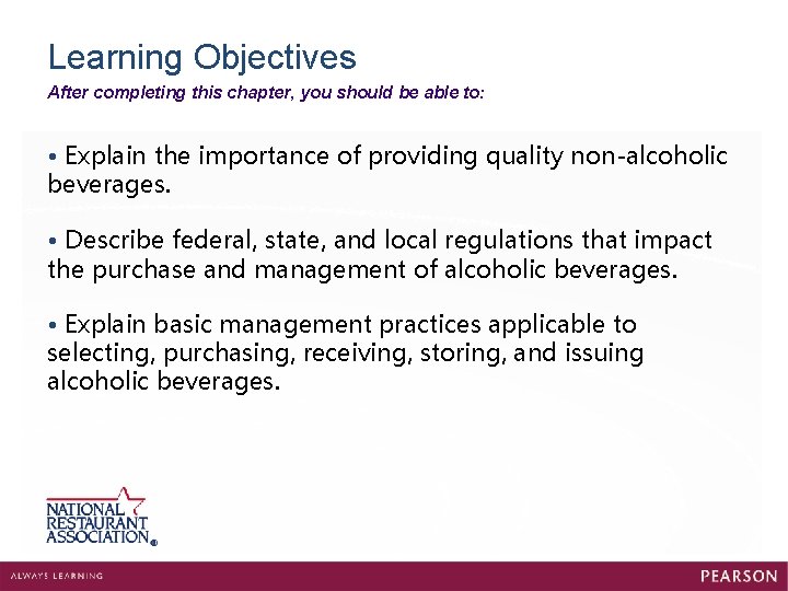 Chapter 6 Quality Beverage Management Standards Principles of