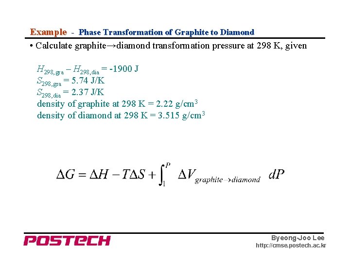 Thermodynamics Phase Equilibria in a Single Component ByeongJoo