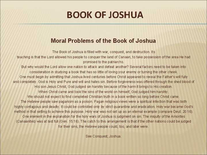 THE BOOK OF JOSHUA PART 1 ASSIGNMENT 1