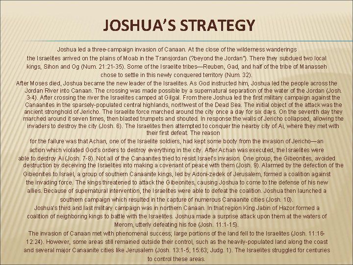 THE BOOK OF JOSHUA PART 1 ASSIGNMENT 1