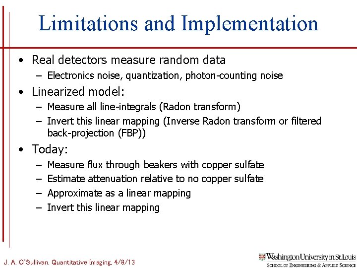 Quantitative Imaging XRay CT and Transmission Tomography Joseph