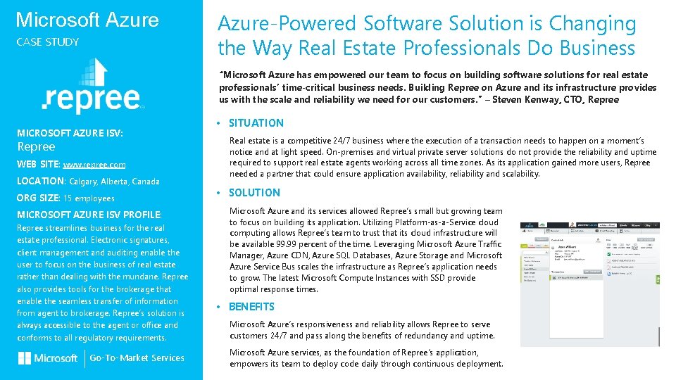 Microsoft Azure CASE STUDY AzurePowered Software Solution is