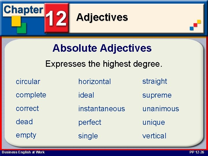 Business English at Work 2003 GlencoeMc GrawHill Adjectives