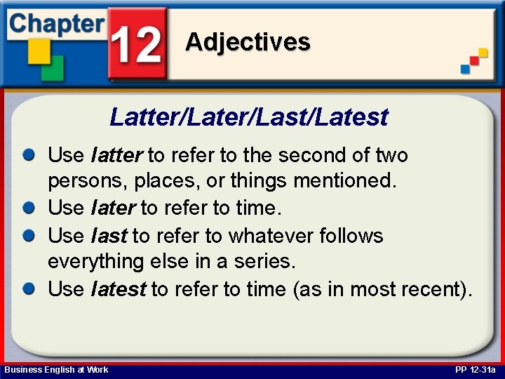 Business English at Work 2003 GlencoeMc GrawHill Adjectives