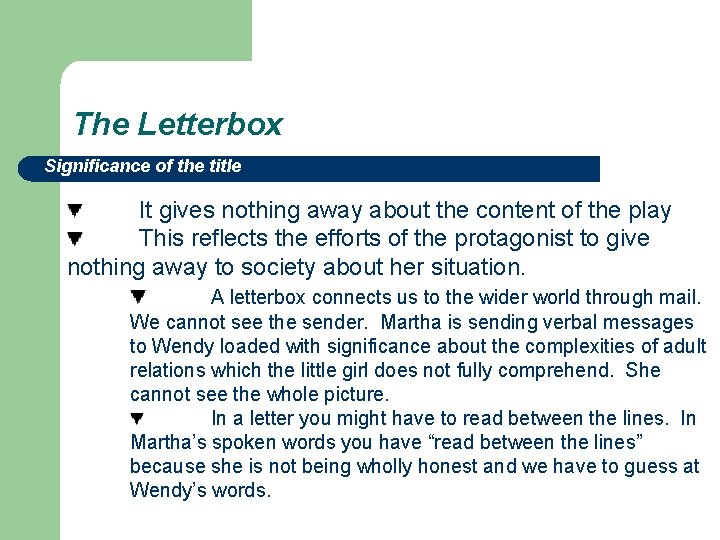 The Letterbox by Ann Marie Di Mambro Genre