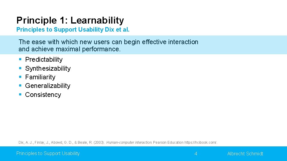 Principles to Support Usability according to Alan Dix