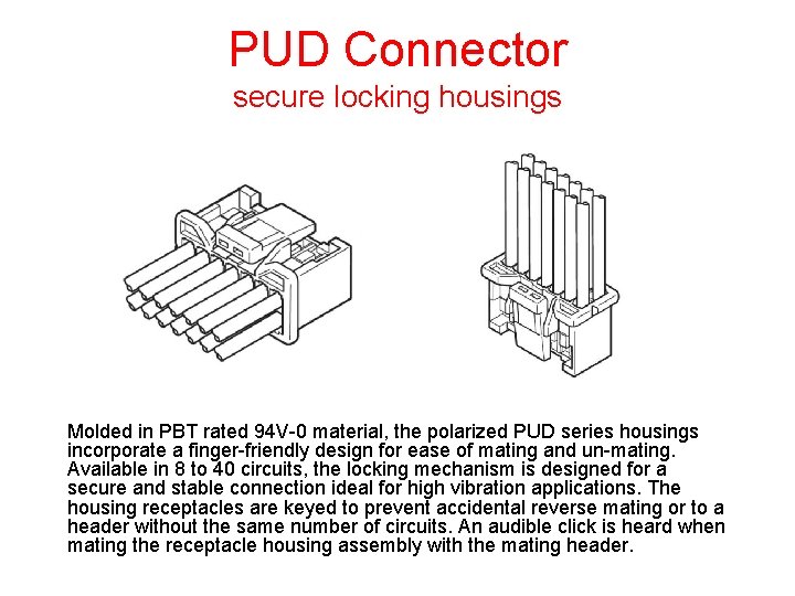 PUD Connector To introduce the PUD wiretoboard double