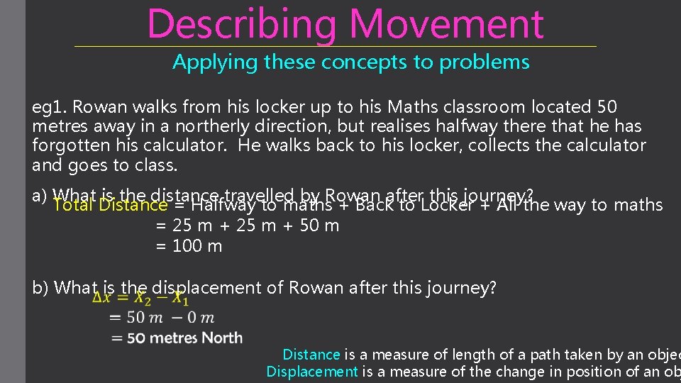 Motion Physics Unit 2 Describing Movement Definitions A