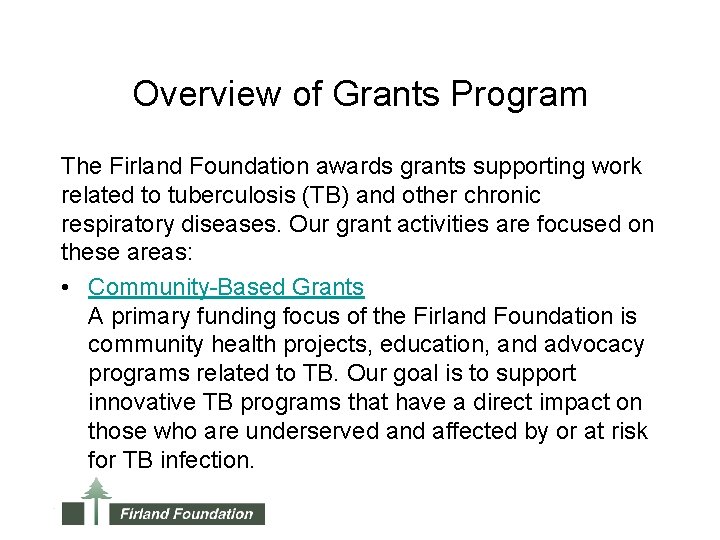 THE FIRLAND FOUNDATION ITS HISTORY EVOLUTION AND MISSION