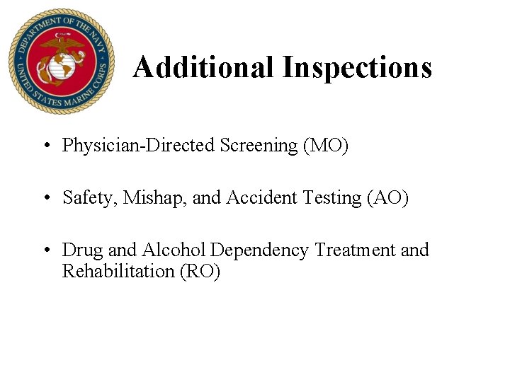 Marine Corps Urinalysis Program Introduction The urinalysis program