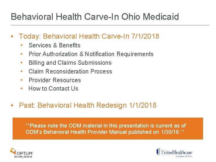 Behavioral Health Carve In Ohio Medicaid Provider Training