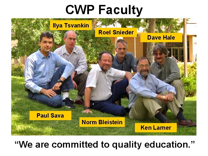 Center for Wave Phenomena Department of Geophysics Colorado