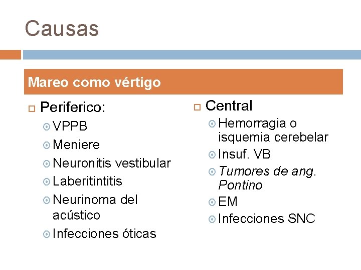 DIAGNSTICO DIFERENCIAL Y MANEJO DEL MAREO EN URGENCIAS
