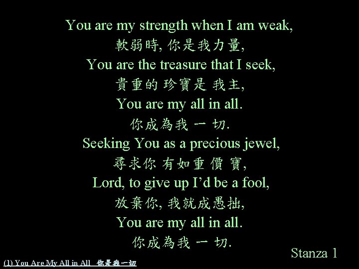 You are my strength when I am weak