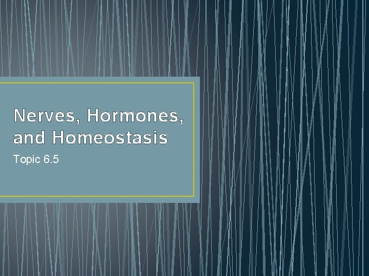 Nerves Hormones and Homeostasis Topic 6 5 Topic