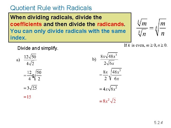 Math 20 1 Chapter 5 Radical Expressions and