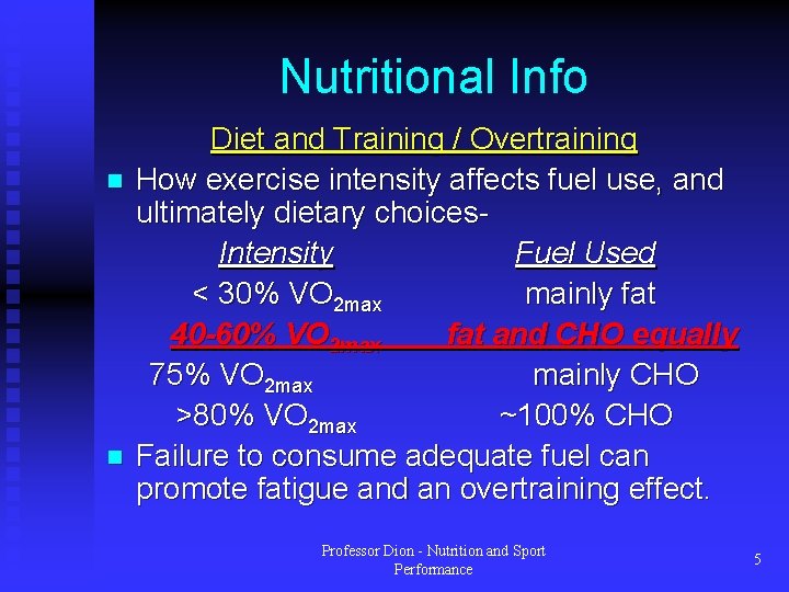 NUTRITION AND OPTIMUM SPORT PERFORMANCE What you need