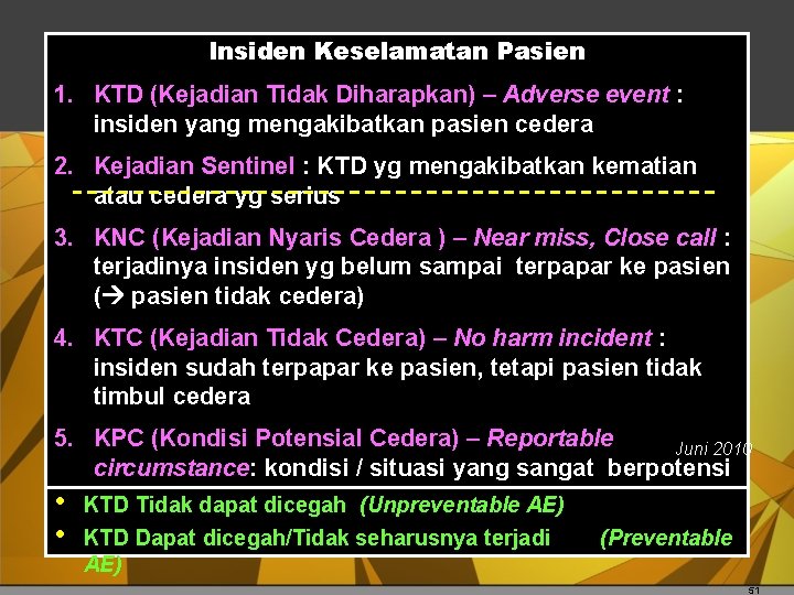 KONSEP PATIENT SAFETY Tujuan Pembelajaran Setelah pembelajaran ini