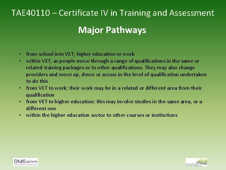 TAE 40110 Certificate IV in Training and Assessment