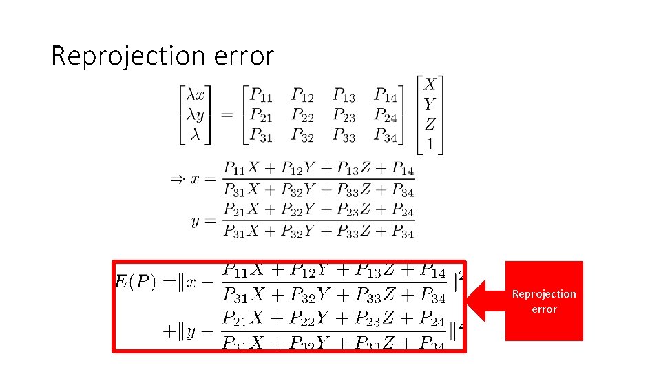Calibration and homographies Final perspective projection Camera extrinsics