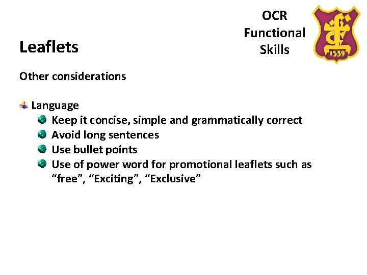 Leaflets How should it be folded Roll fold