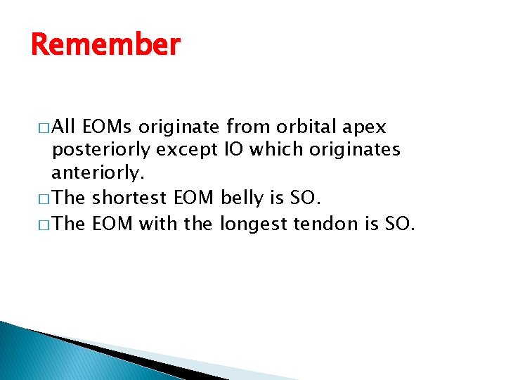 Strabismus The art of harmony Extraocular muscles Remember