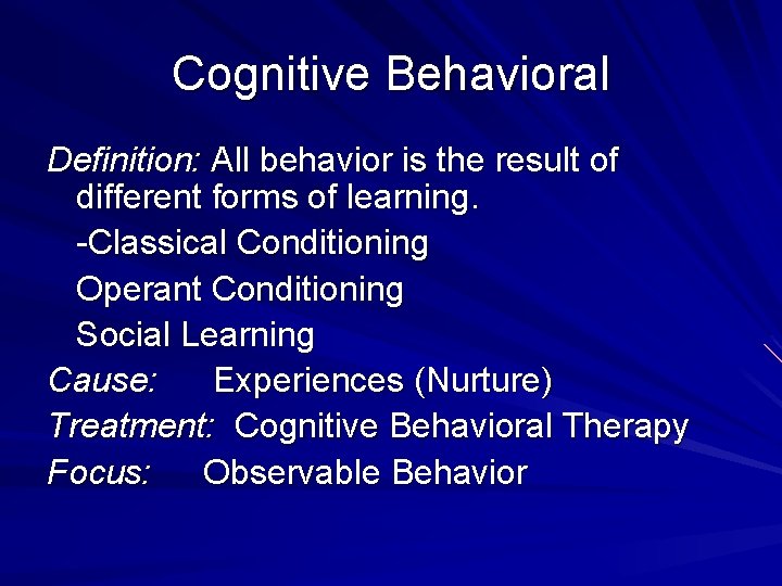 Causes of Abnormal Behavior Chapter 2 Paradigms defa