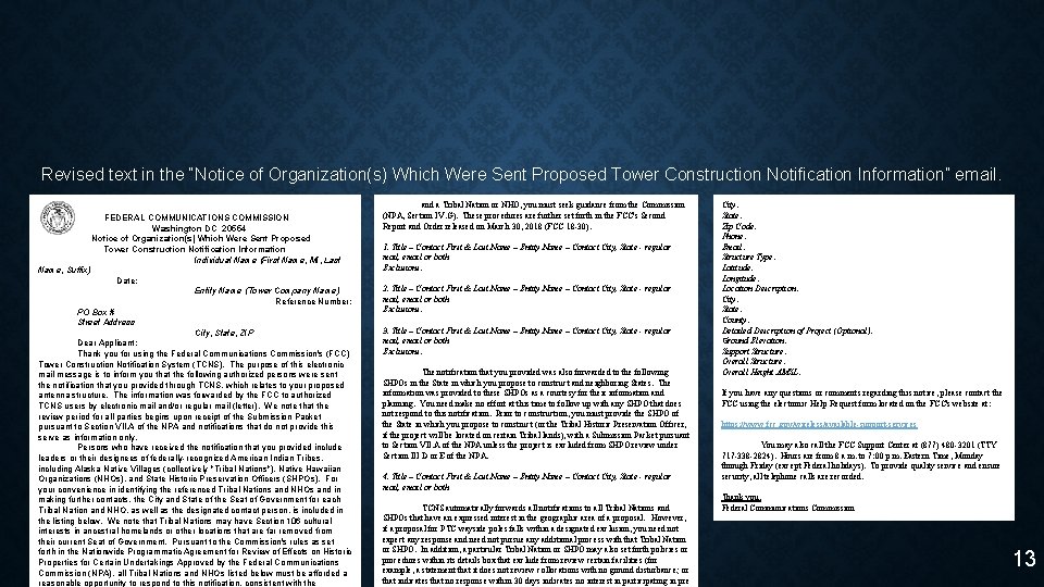 TCNS SYSTEM CHANGES Implementing the Infrastructure Second Report