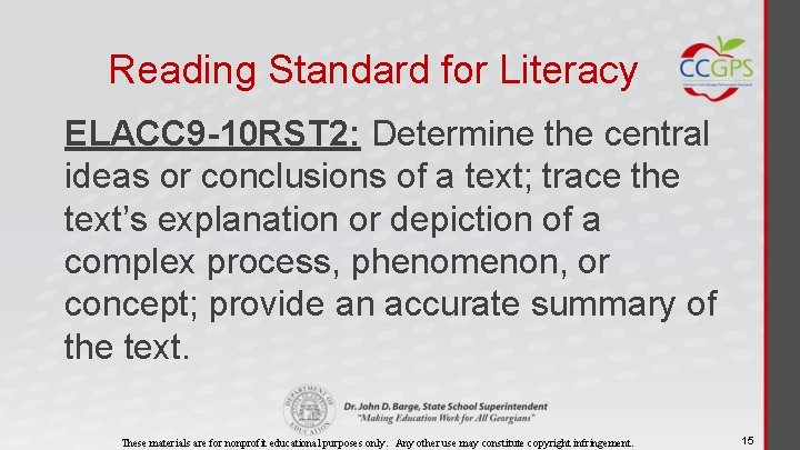 Common Core Georgia Performance Standards Literacy in History