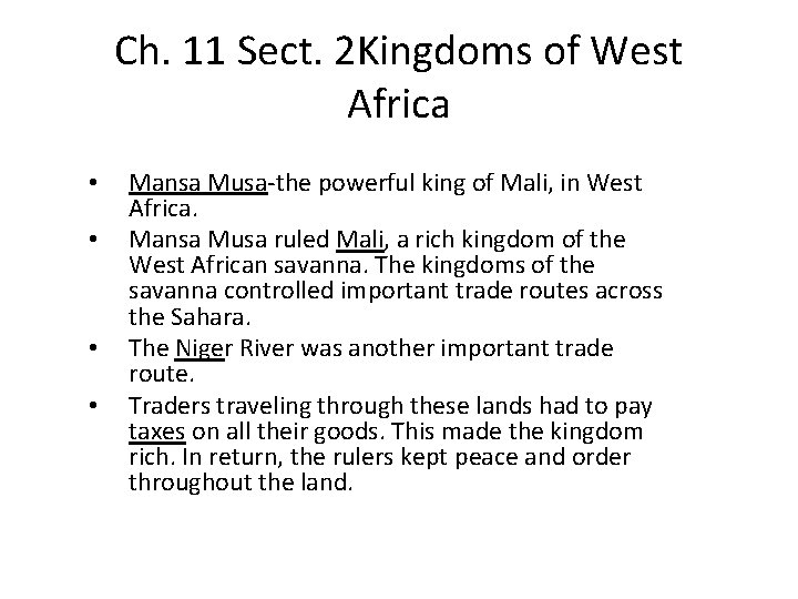 Ch 11 Sect 2 Kingdoms of West Africa