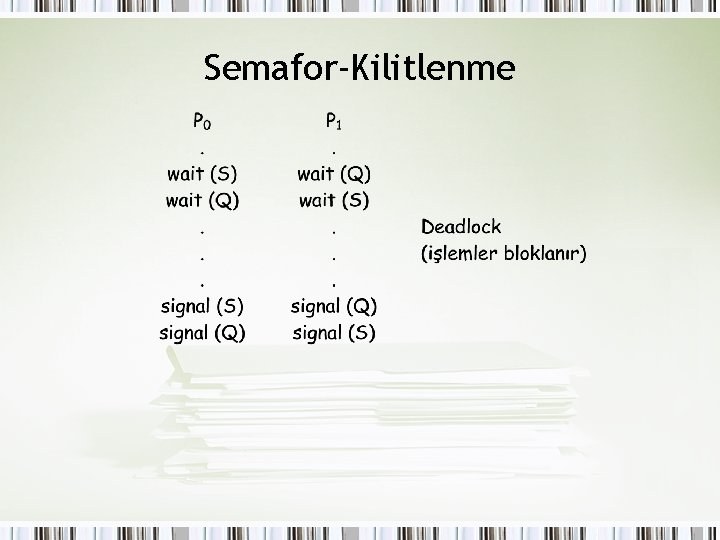 lem Ynetimi Semafor ve Kilitlenme r Gr Dr