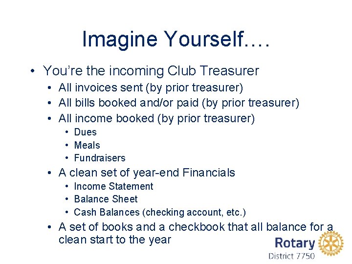 Plans and Strategies for Club Treasurers Club Treasurer