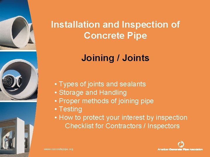 Installation and Inspection of Concrete Pipe Joining Joints