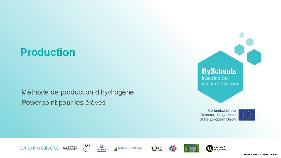 Production Mthode de production dhydrogne Powerpoint pour les