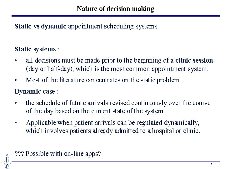 Chapter 2 Appointment scheduling Plan Basis of Appointment