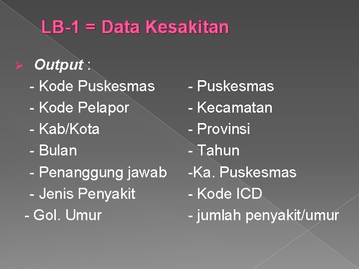 SISTEM PENCATATAN DAN PELAPORAN FORM LB1 Materi Mandatkes