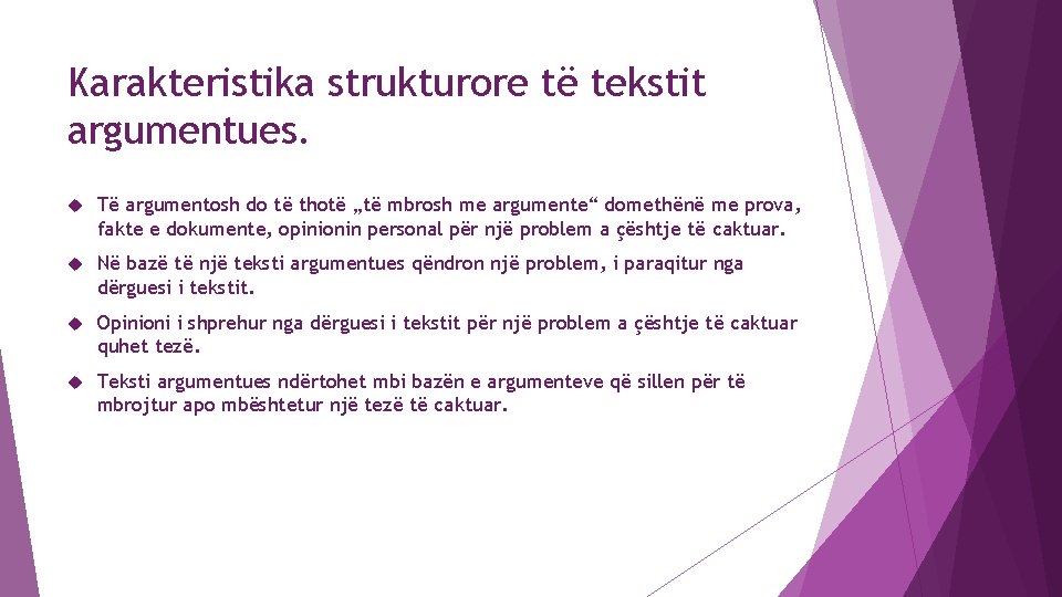 Teksti argumentues Veori karakteristika teknika t shkrimit t