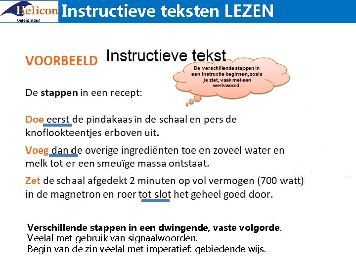 Informatieve en instructieve teksten Relatie met Stageverslag Informatieve