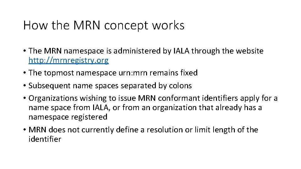 Maritime Resource Names MRN concept S100 WG TSM