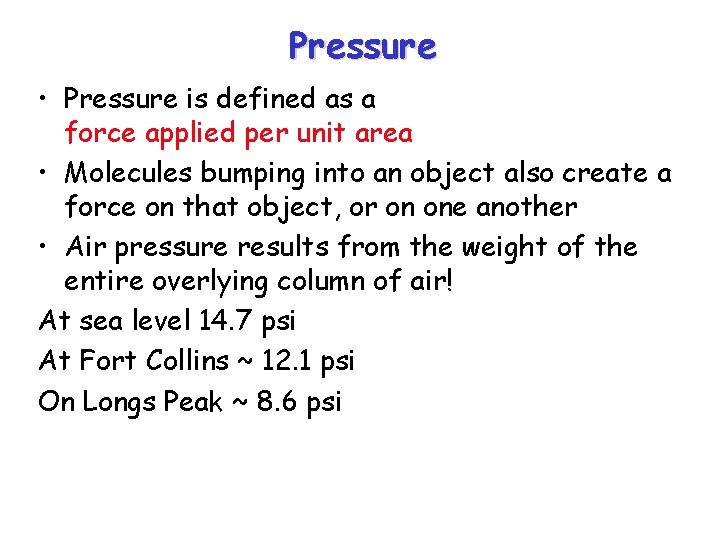Temperature Pressure Density and Vertical Motion Adapted from